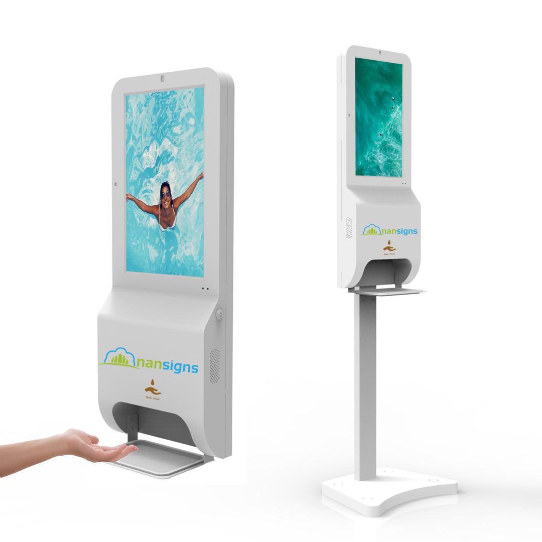 21.5″ Digital Kiosk Sign with Hanz™ Automatic Hand Sanitizer Dispenser ...